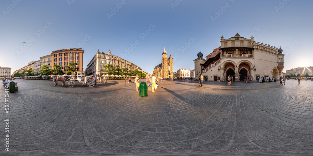 KRAKOW, POLAND - AUGUST 2022: full 360 hdri panorama on main market ...