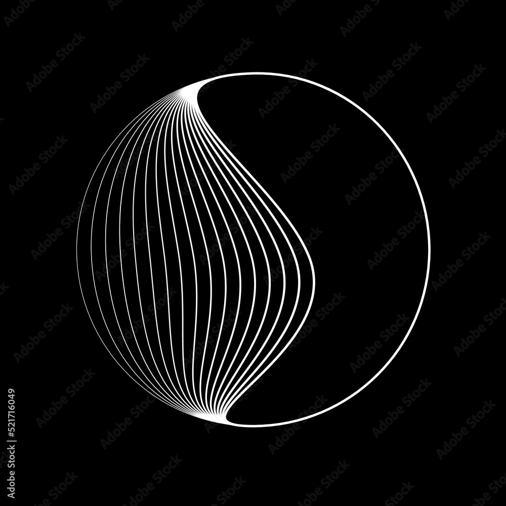 Abstract deformed lines in circle form. Vector illustration. Minimal ...