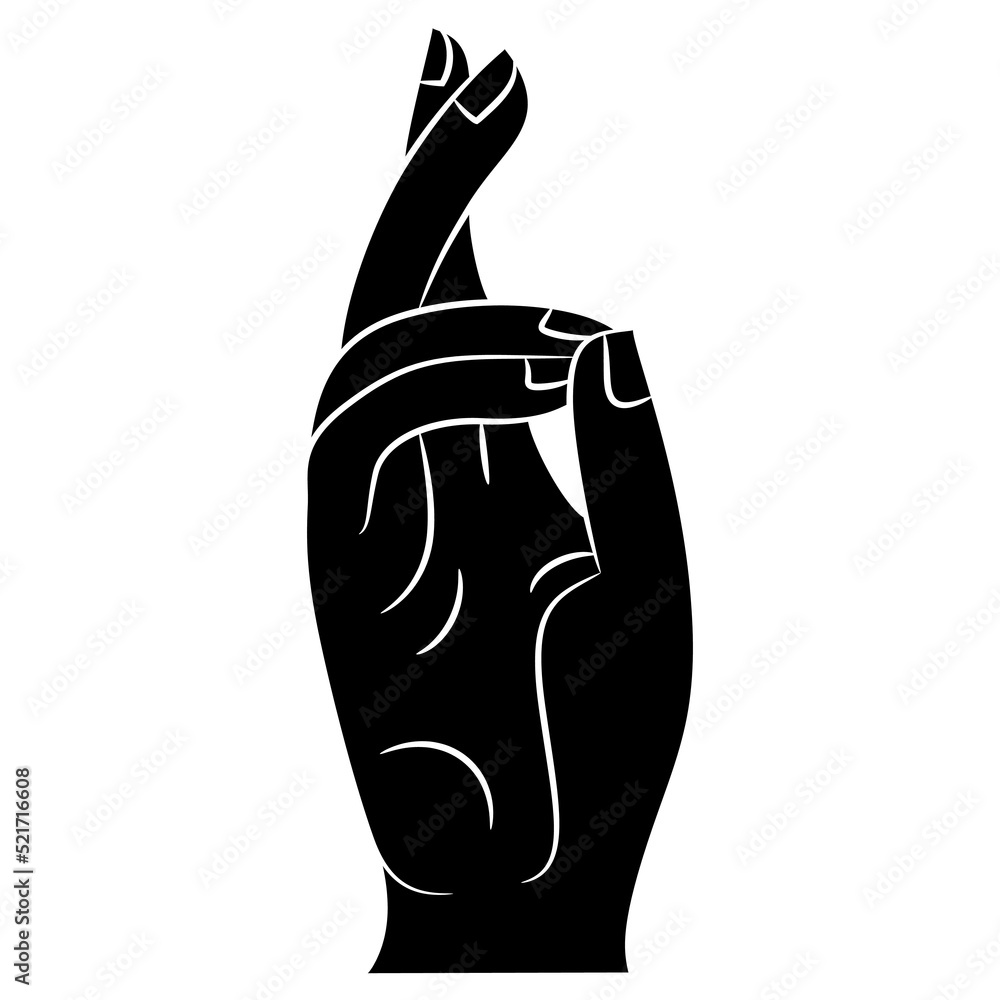 Human hand in holy blessing gesture. Russian Orthodox icon. Black and ...