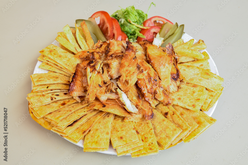 Chicken wings barbeque in a dish with BBQ grill sauce . Izgara tavuk ...