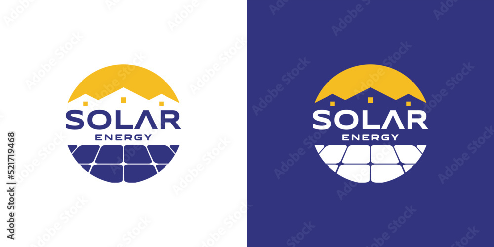 Solar Energy Logo Round Shape. Solar Panel + House Stock Vector | Adobe ...