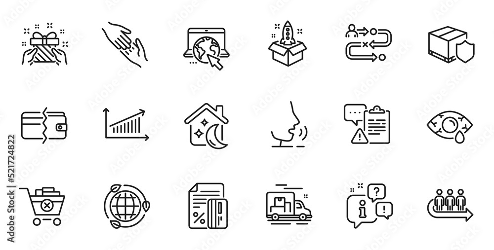 Outline set of Queue, Helping hand and Sleep line icons for web ...