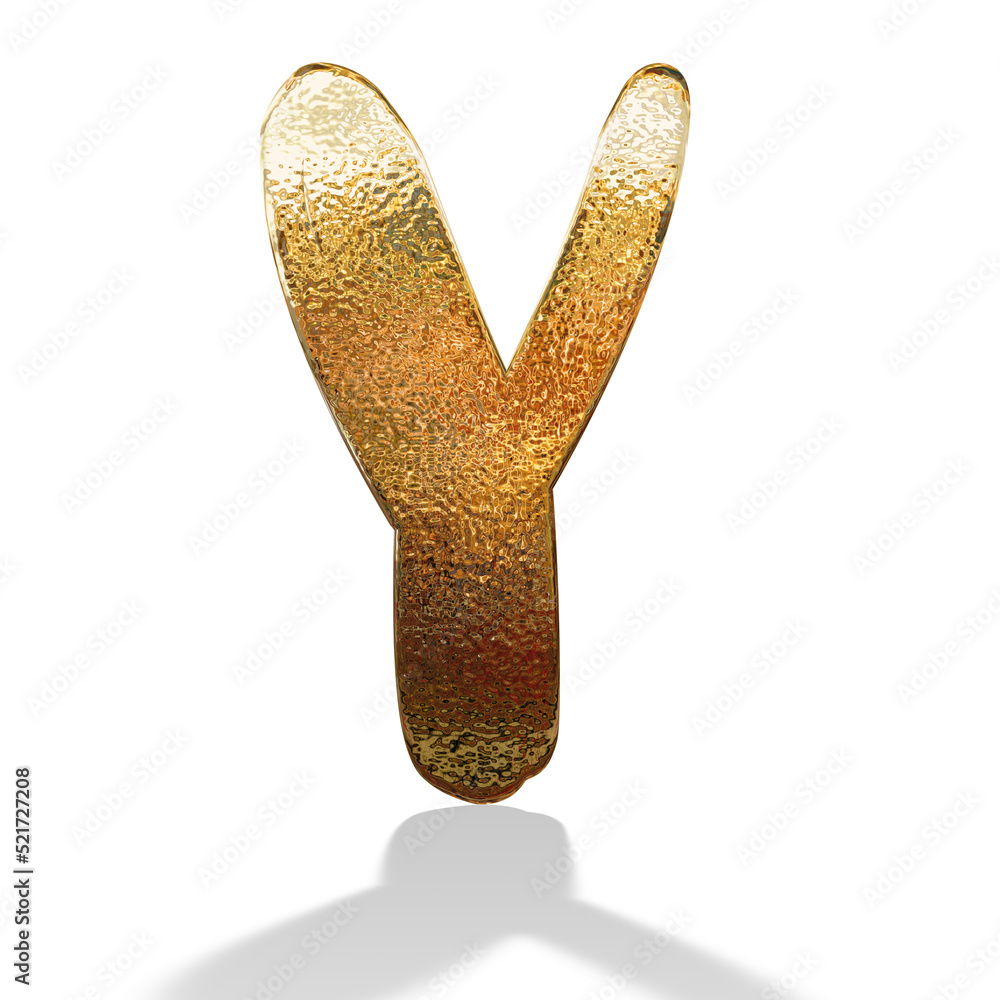 3d gold metal letter Y with shadow isolated white background Stock ...