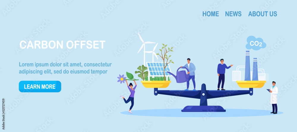 Carbon offset compensation to reduce CO2. Net zero emissions and carbon ...