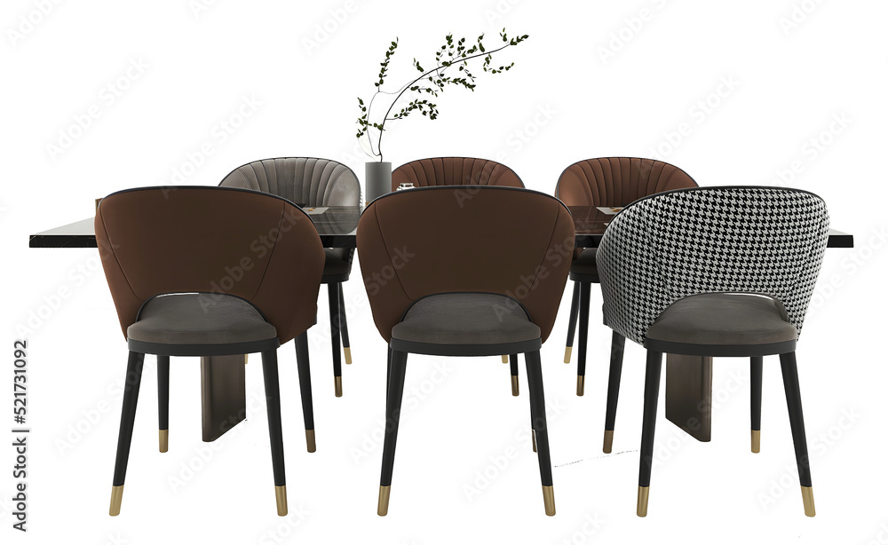 Luxury wooden mix gray dining table set on transparent background. png ...