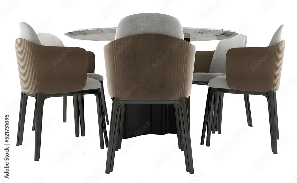 Luxury wooden mix gray dining table set on transparent background. png ...