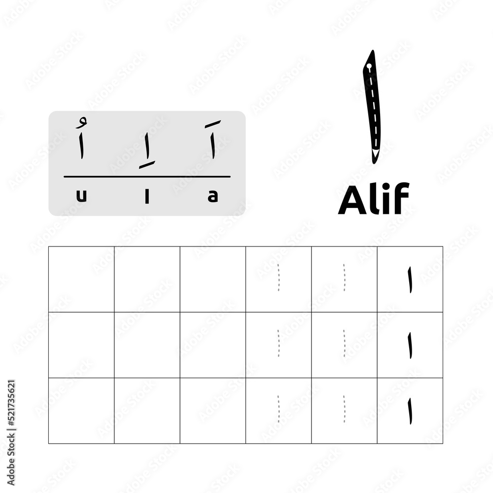 Arabic alphabet worksheet vector design or arabic letters for children ...