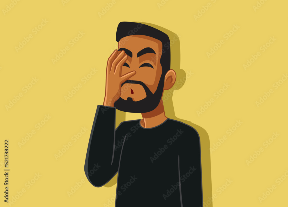 Stressed Guy Making a Face Palm Gesture Vector illustration. Ashamed ...