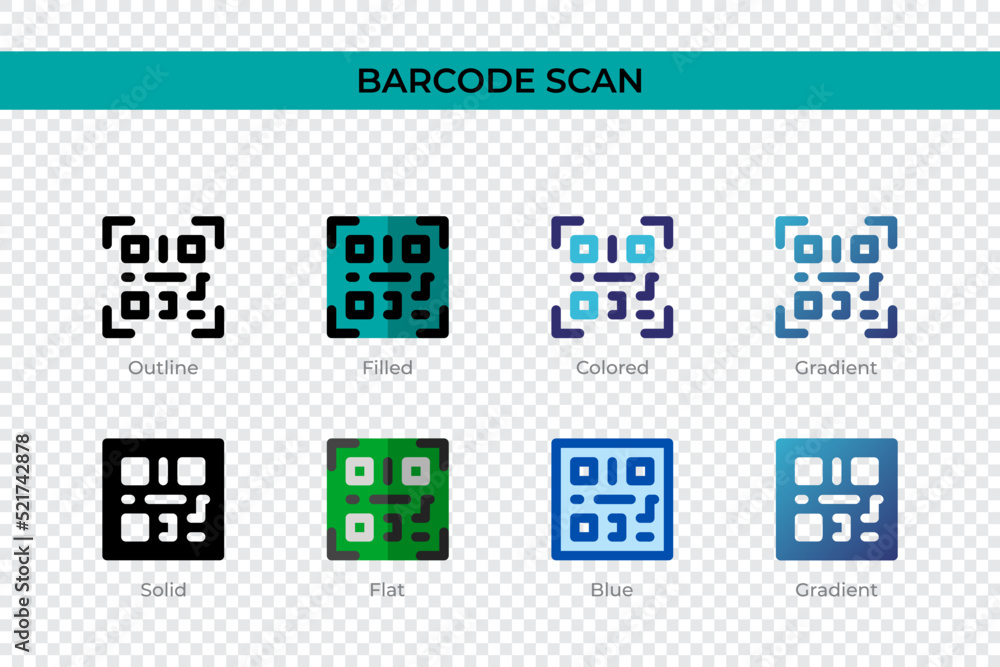 Barcode Scan Icon In Different Style Barcode Scan Vector Icons Designed In Outline Solid