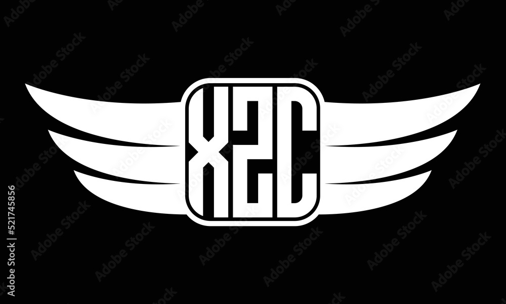 XZC three letter Wing logo design. flying Vector template Stock Vector | Adobe Stock