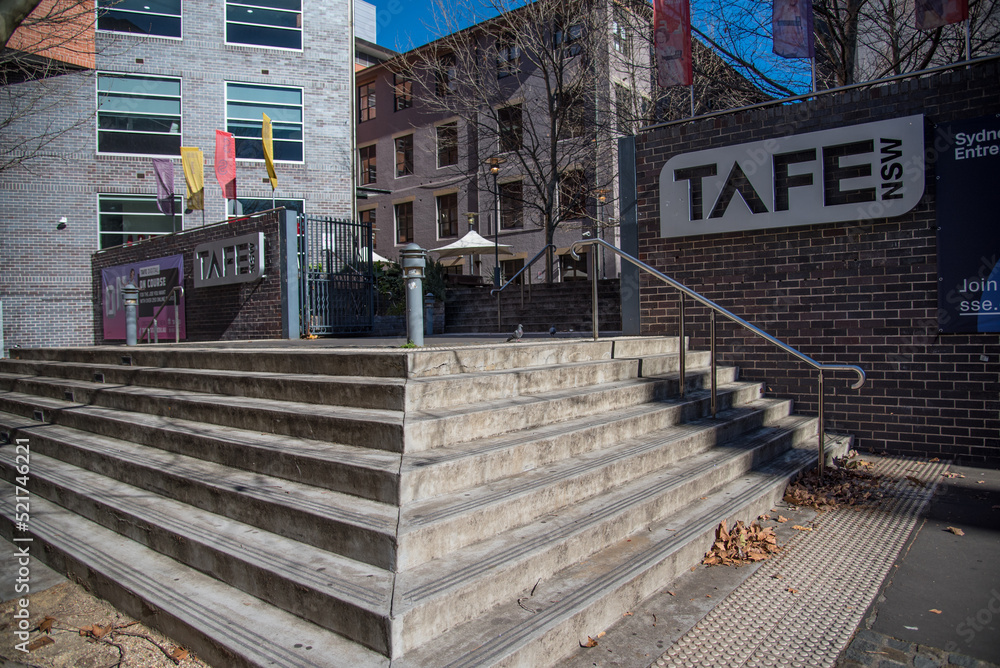 SYDNEY, AUSTRALIA. - On July 15, 2019. - The main entrance of TAFE ...