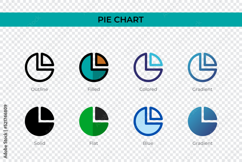 Pie Chart icon in different style. Pie Chart vector icons designed in ...