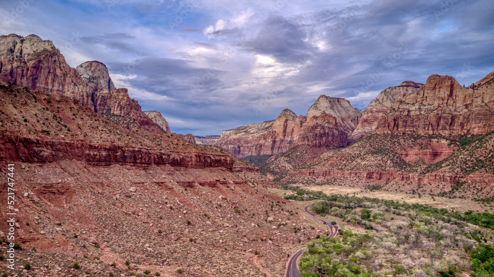 Aerial View of the Beautiful Spires and Mountains of Zion National Park ...