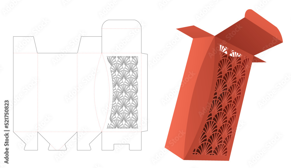 Japanese pattern box die cut template and 3D mockup Stock Vector ...
