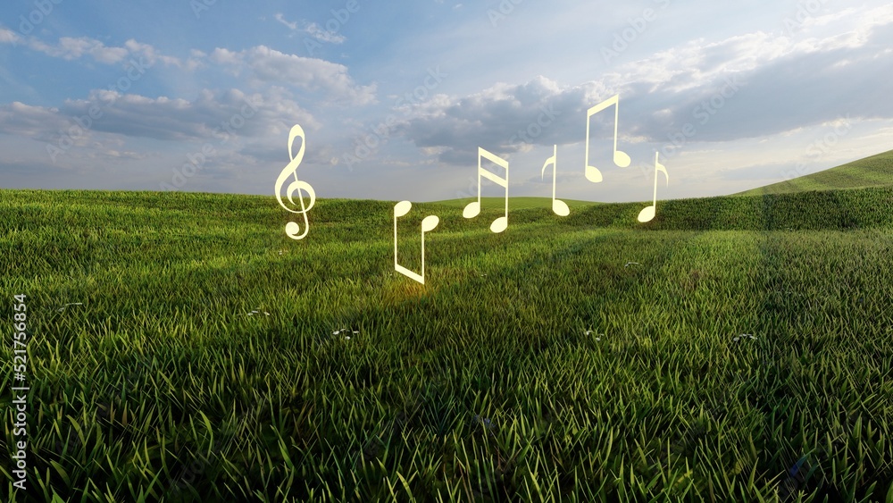 music note with nature background Stock Illustration | Adobe Stock