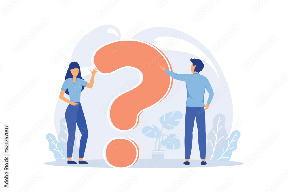 concept illustration of people frequently asked questions around ...
