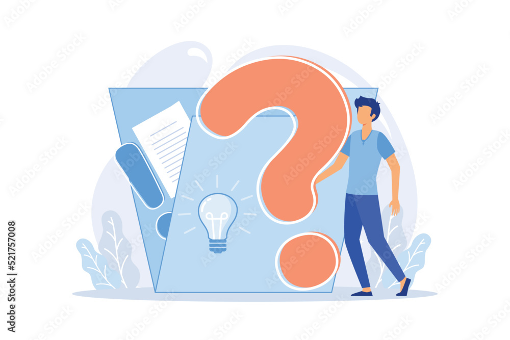 concept illustration of people frequently asked questions around ...