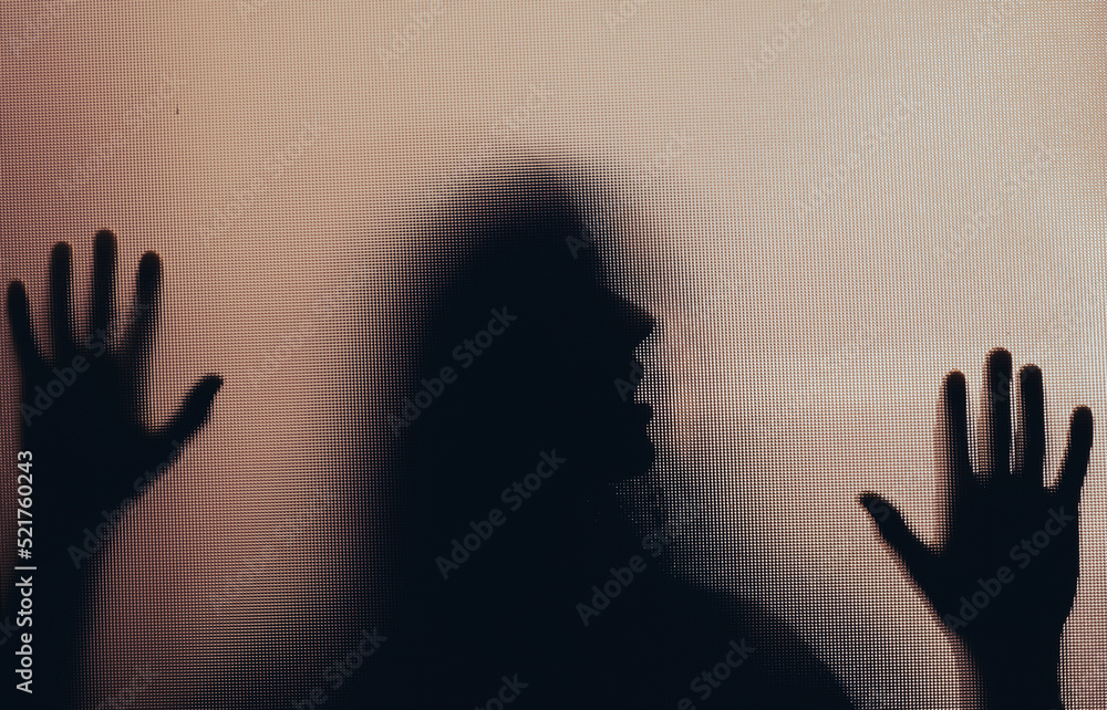 Shadowy figure behind glass - horror background Stock Photo | Adobe Stock