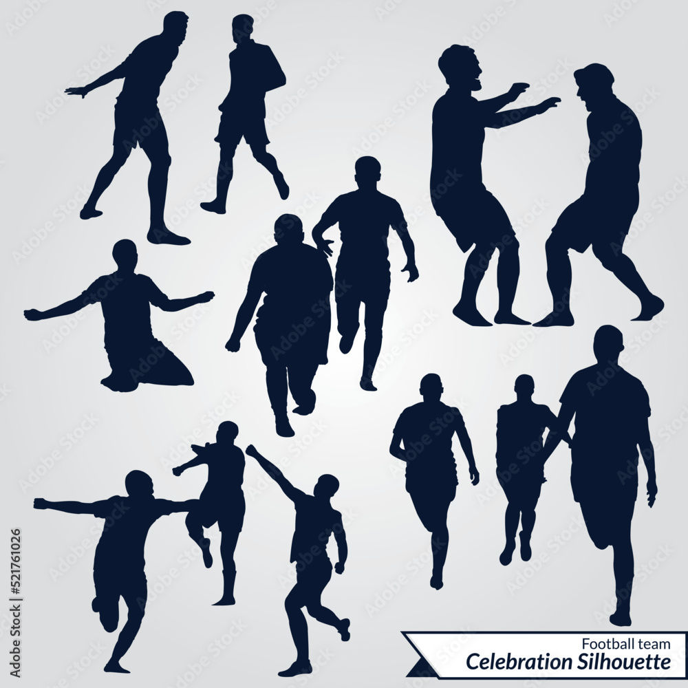 Footballer Celebration vector Silhouette Design. Stock Vector | Adobe Stock