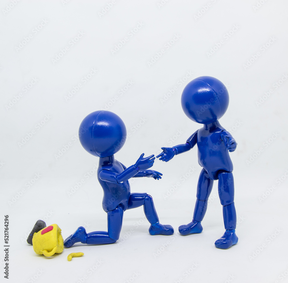 3d stickman doll helping hands Stock Photo | Adobe Stock