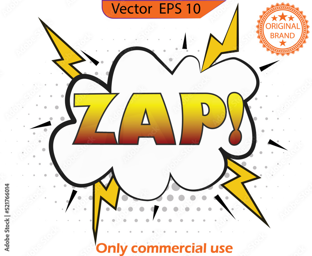 Comic speech bubble with text Zap. Vector Comic cartoon sound bubble speech. Zap! pop art Hand ...