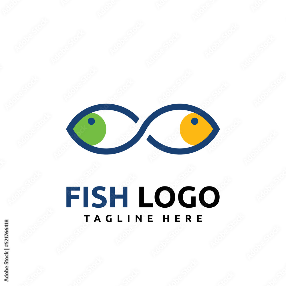 Twin fish logo design for fresh seafood or business company logo vector ...