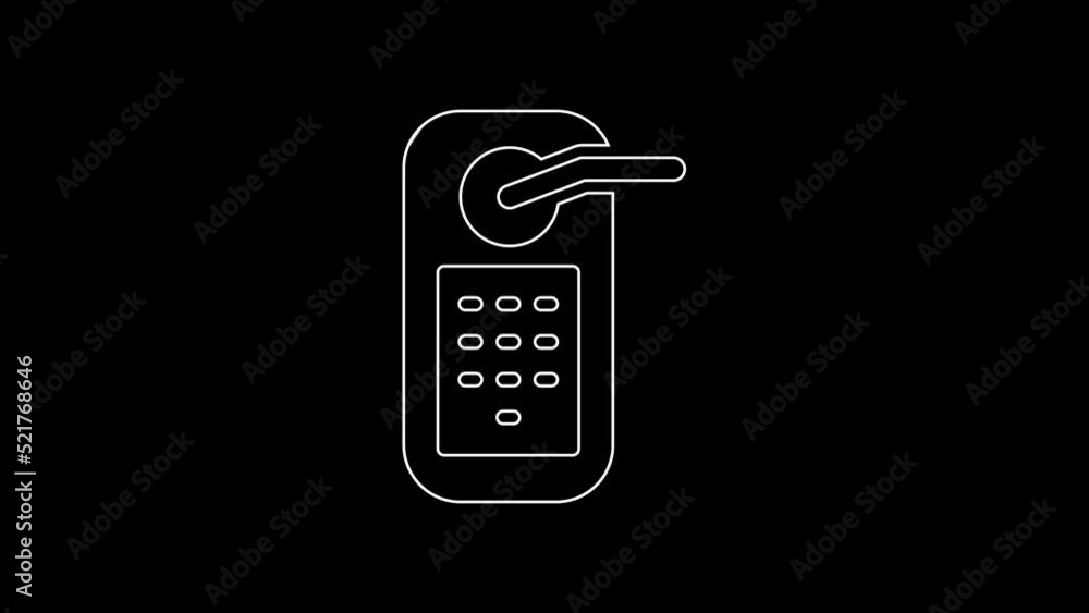 White line Digital door lock with wireless technology for unlock icon ...