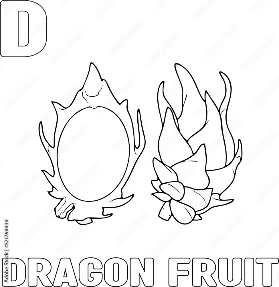 Dragon fruit coloring page. Coloring and learning to recognize the ...