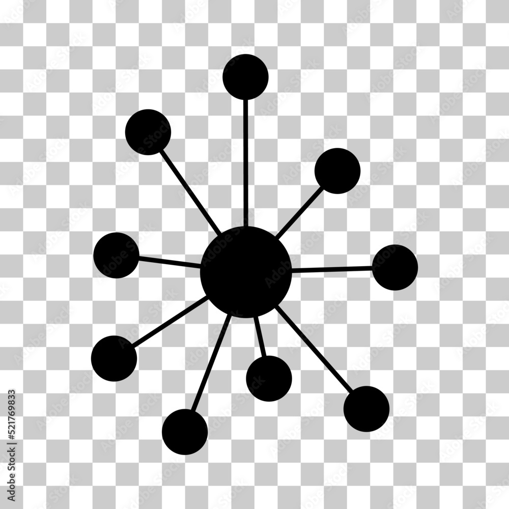Hub flat network icon, connect structure vector symbol isolated ...