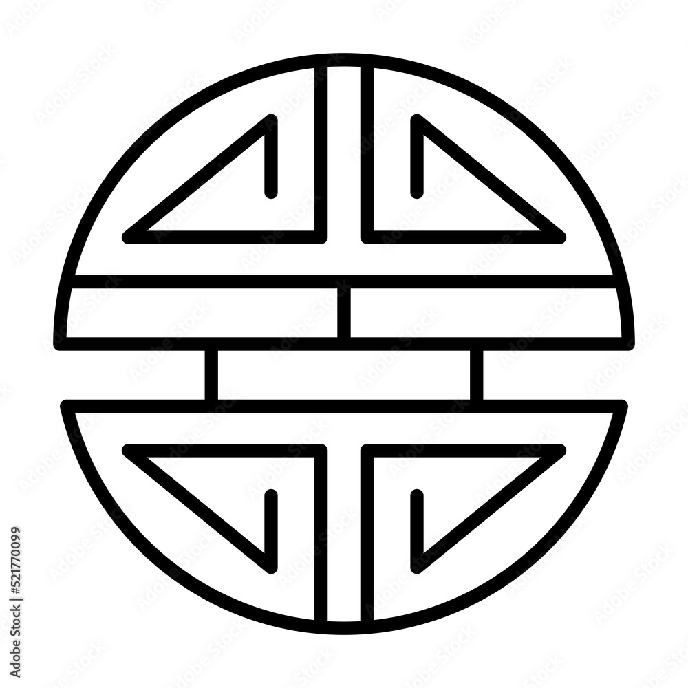 Traditional shou icon, spiritual isolated shu flat symbol, asian vector ...