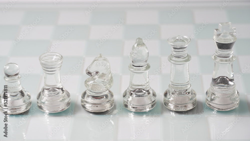 Pieces of transparent chess, King, Queen, Knight(Horse) , Bishop, Rook ...