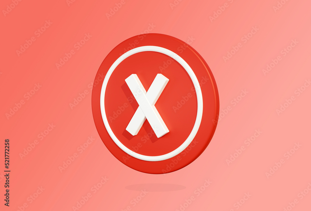 3d cross mark sign, wrong sign rejected sign. Cancel cross icon 3D ...
