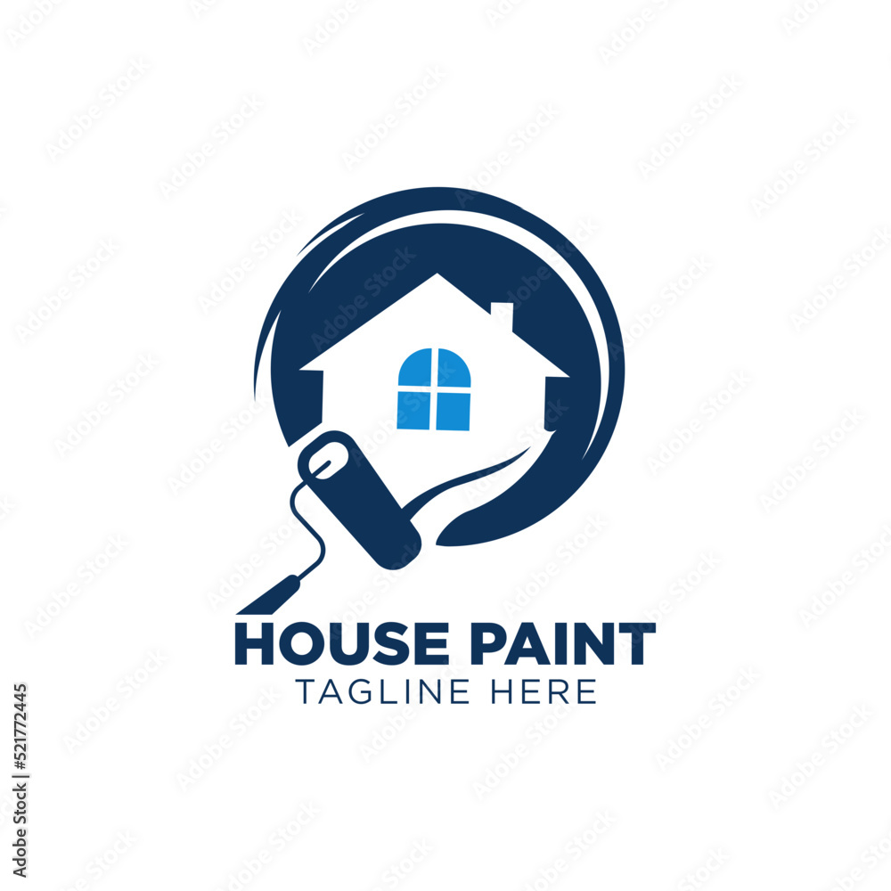 Blue color house painting logo business clipart Stock Vector | Adobe Stock
