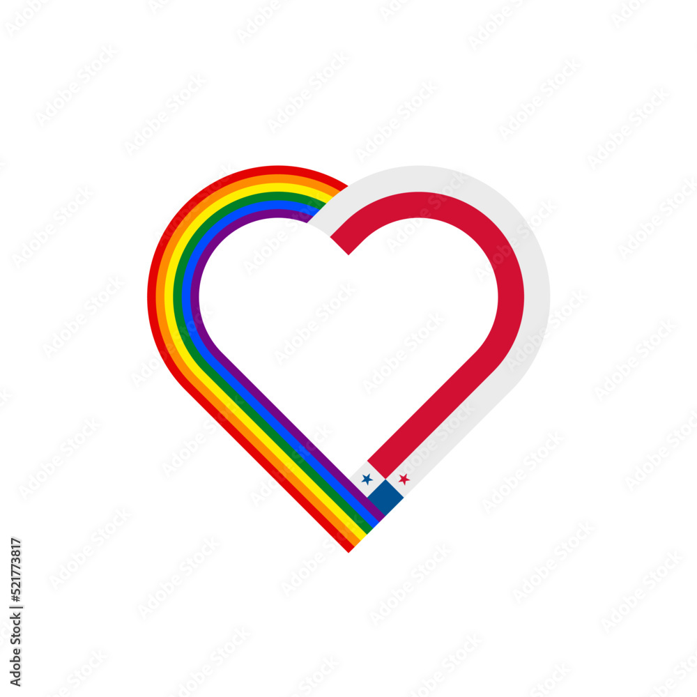 unity concept. heart ribbon icon of rainbow and panama flags. vector ...
