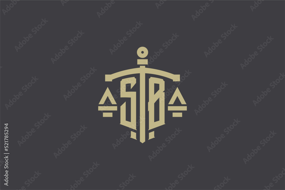 Letter SB logo for law office and attorney with creative scale and ...