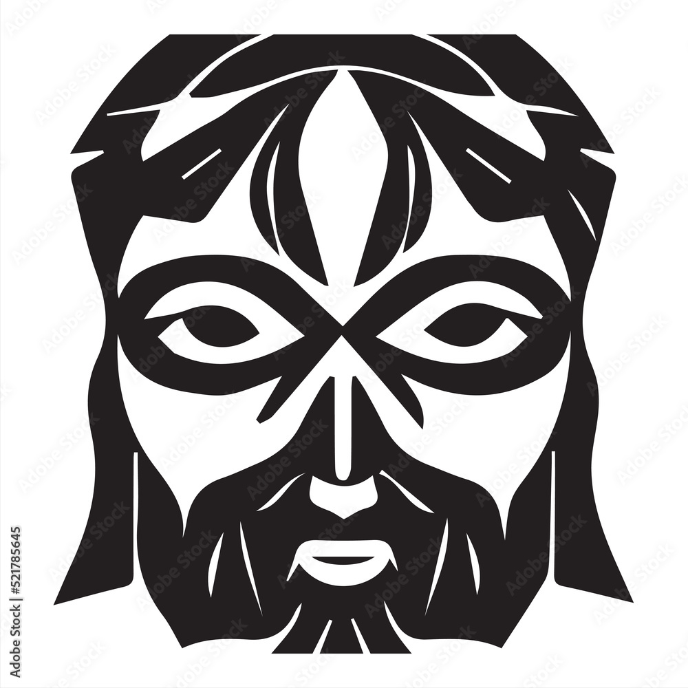 Jesus Black and White Illustration Stock Vector | Adobe Stock