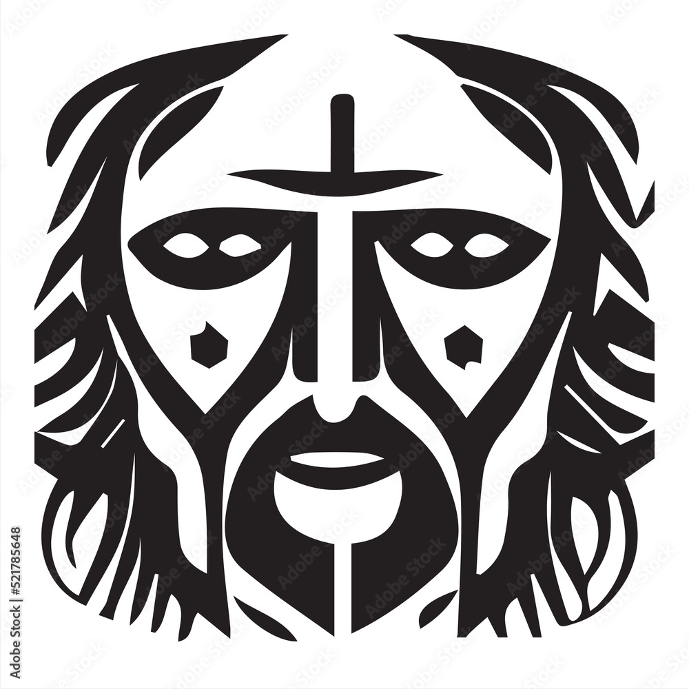 Jesus Black and White Illustration Stock Vector | Adobe Stock