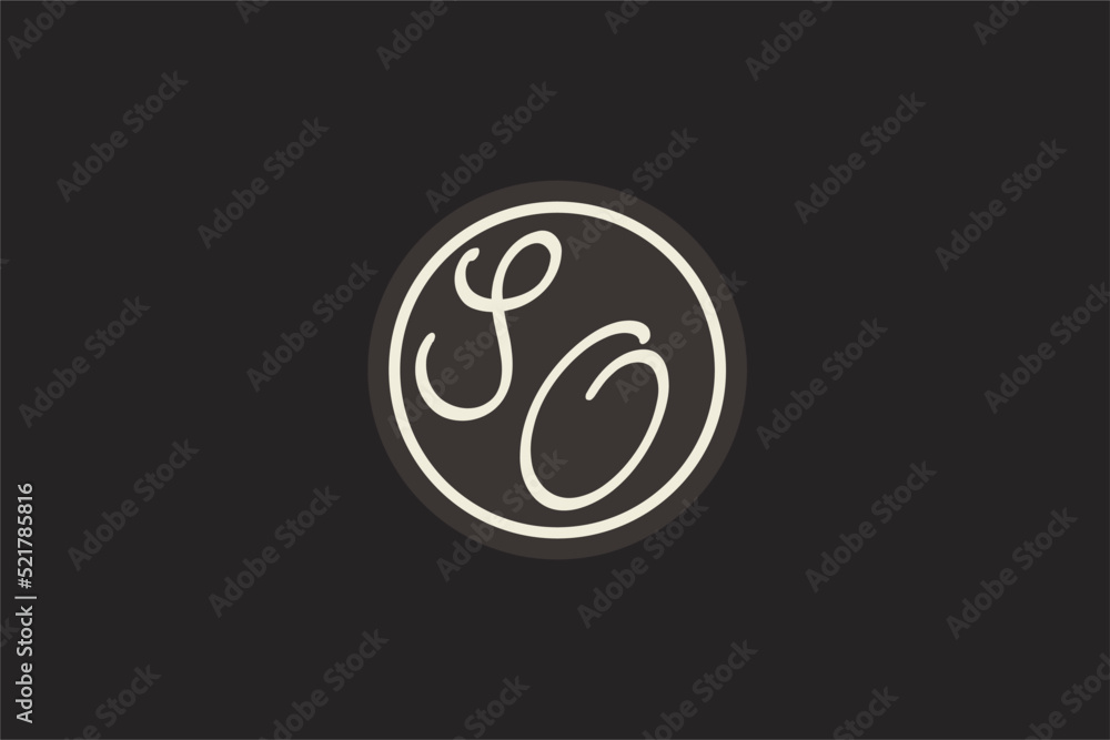 Initial letter SO monogram logo with simple and creative cirle line ...