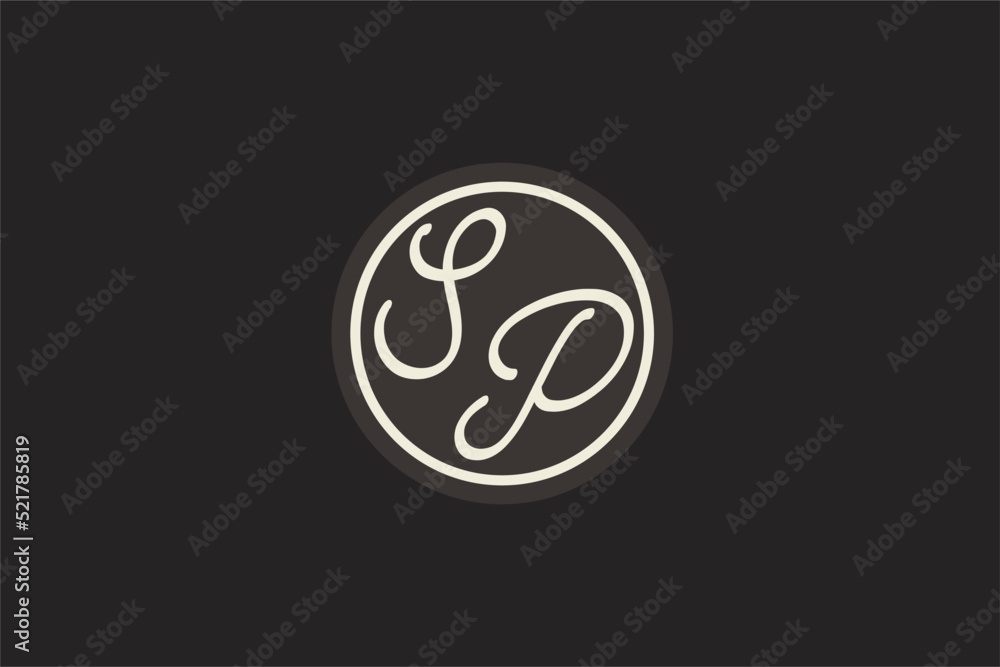 Initial letter SP monogram logo with simple and creative cirle line ...