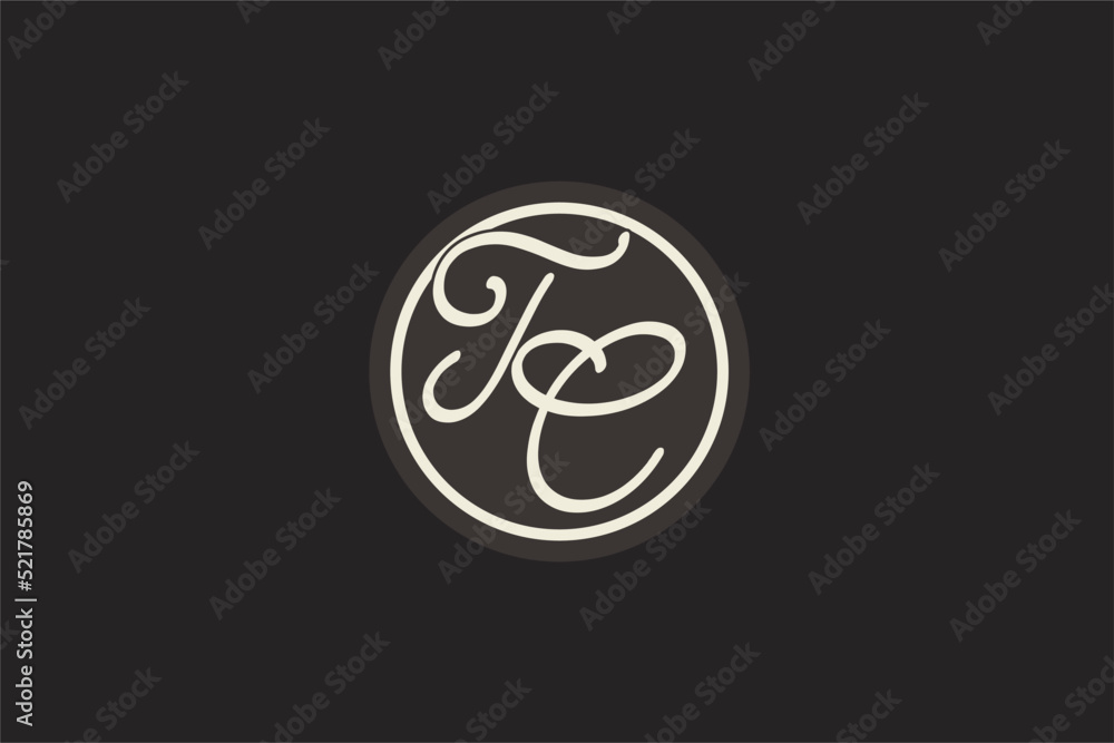 Initial letter TC monogram logo with simple and creative cirle line ...