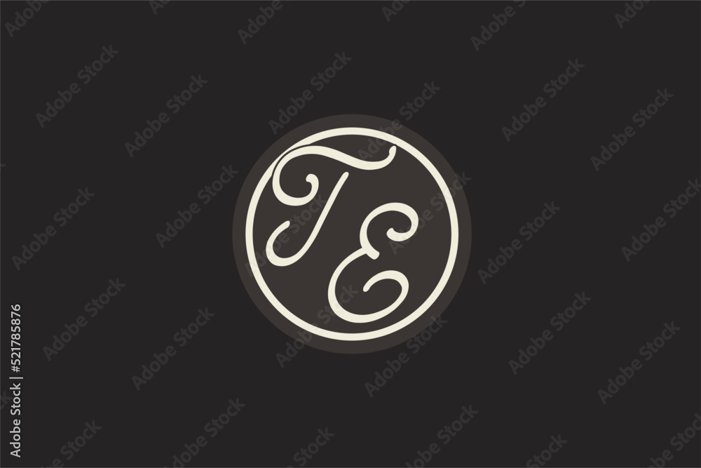 Initial letter TE monogram logo with simple and creative cirle line ...