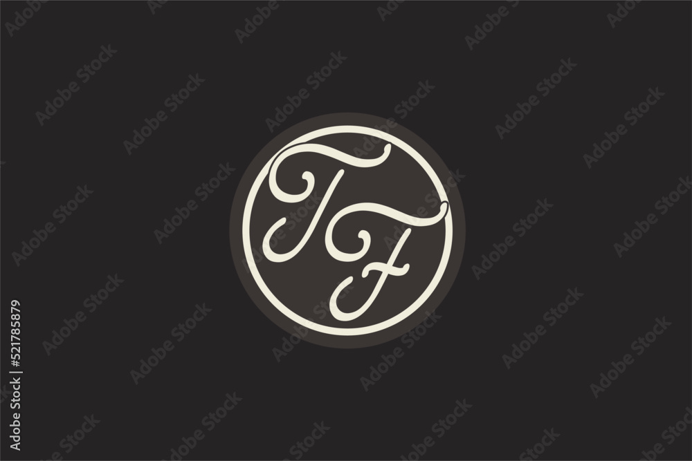 Initial letter TF monogram logo with simple and creative cirle line ...