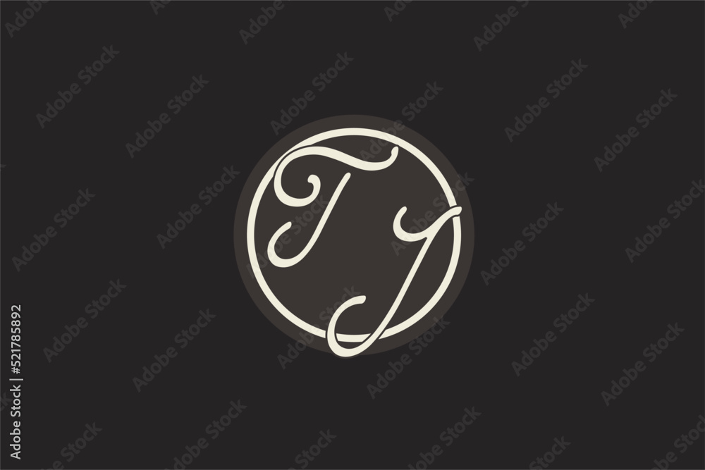 Initial letter TJ monogram logo with simple and creative cirle line ...