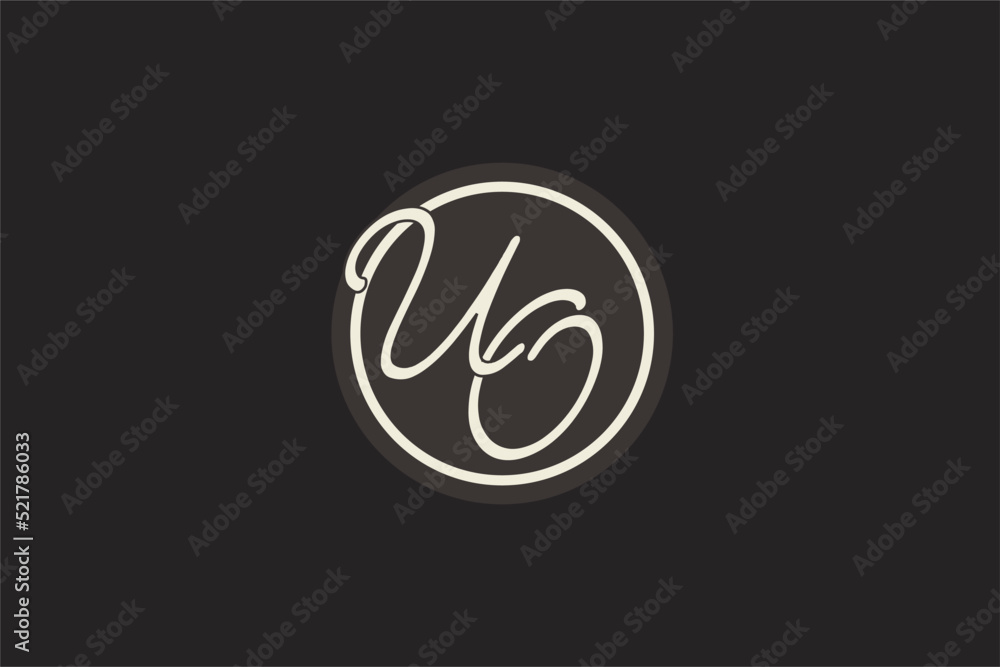 Initial letter UO monogram logo with simple and creative cirle line ...