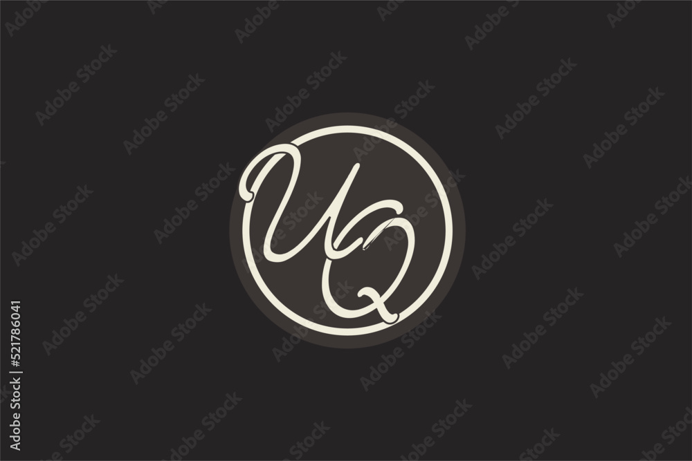 Initial letter UQ monogram logo with simple and creative cirle line ...