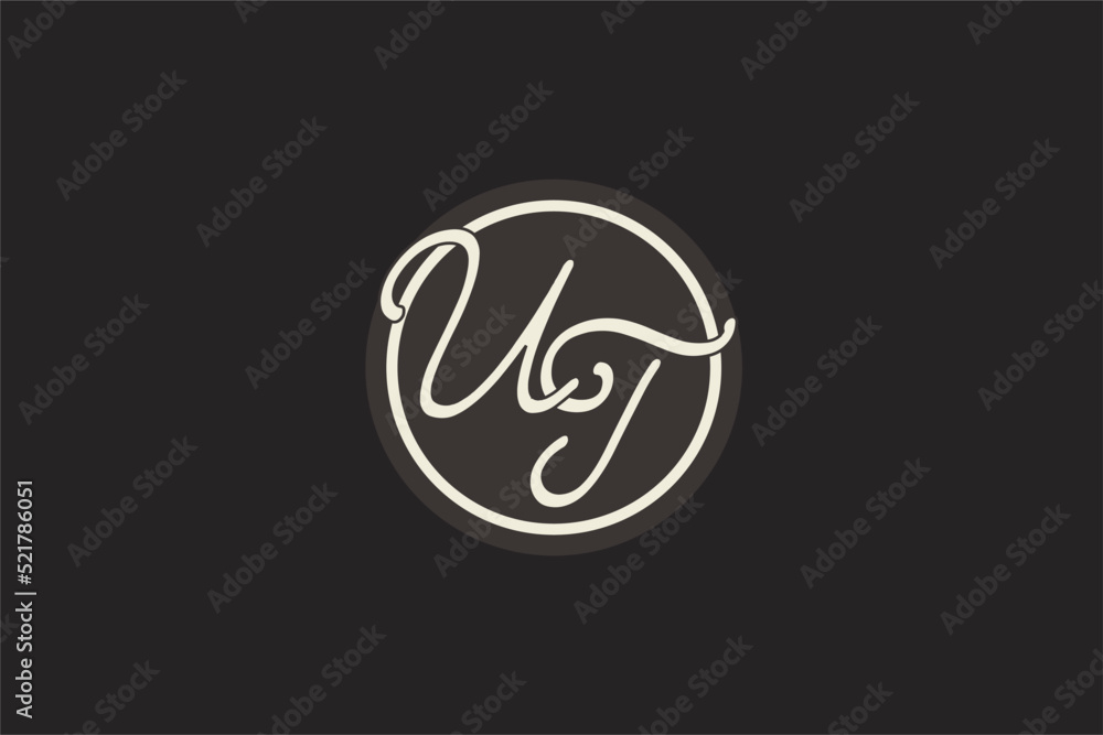 Initial letter UT monogram logo with simple and creative cirle line ...