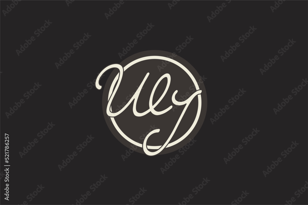 Initial letter WJ monogram logo with simple and creative cirle line ...