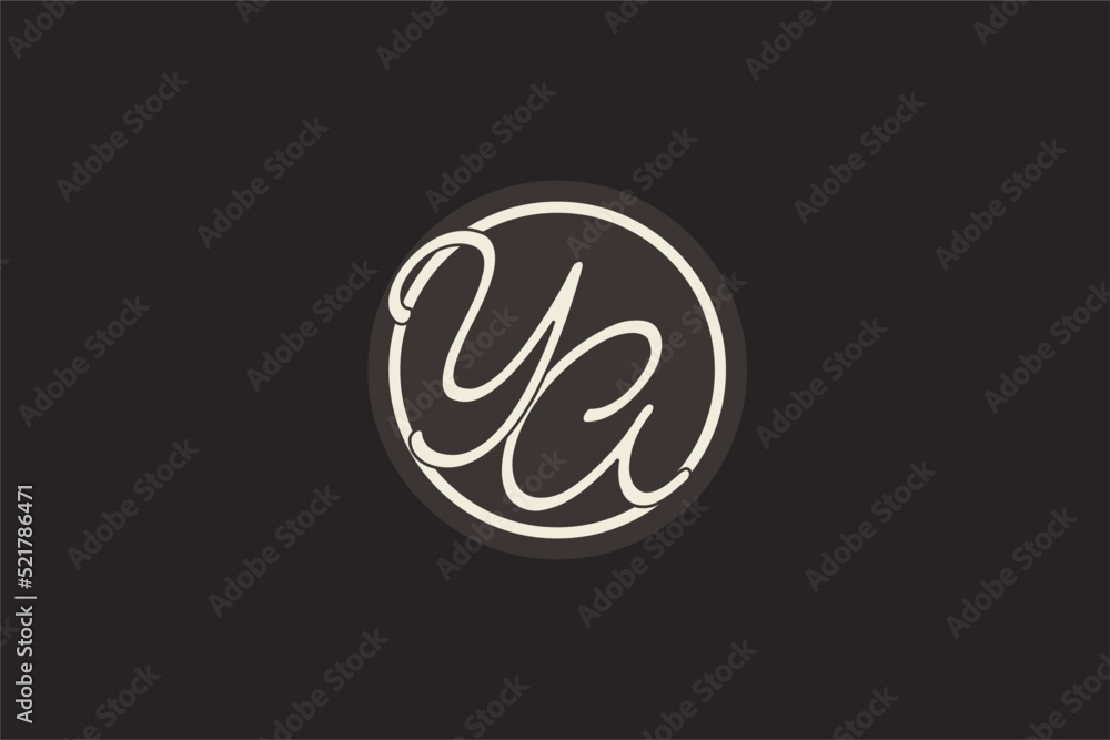 Initial letter YA monogram logo with simple and creative cirle line ...