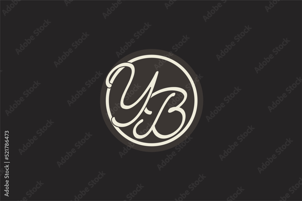Initial letter YB monogram logo with simple and creative cirle line ...