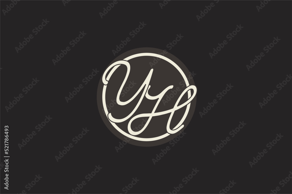 Initial letter YH monogram logo with simple and creative cirle line ...